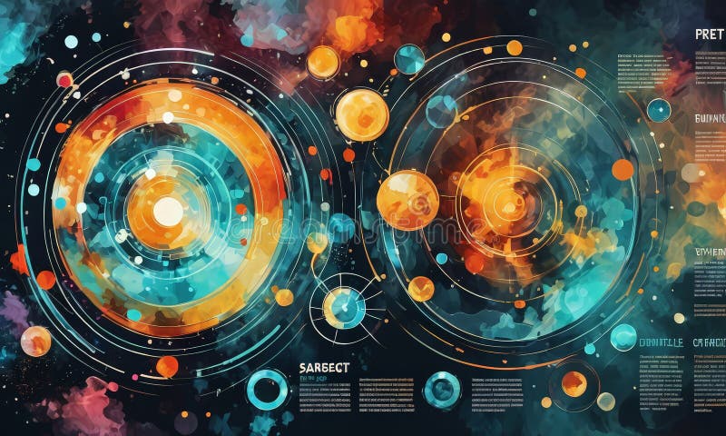 Abstract Circles with Space and Stars Stock Illustration - Illustration ...