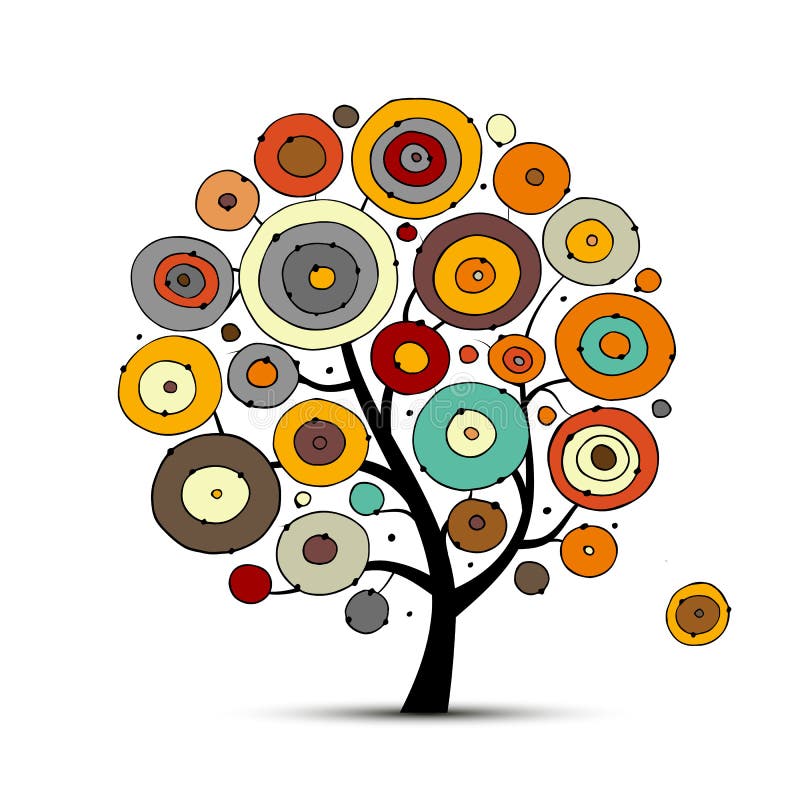Abstract Circles Tree, Sketch for Your Design Stock Vector ...