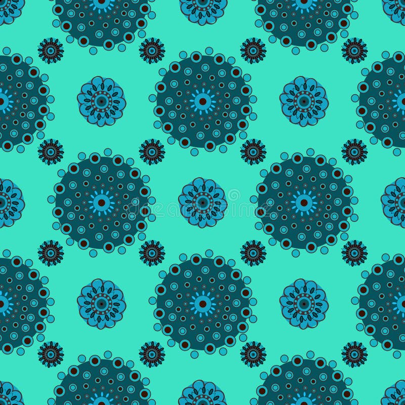 Abstract Circles on Turquoise Background Seamless Pattern Stock ...