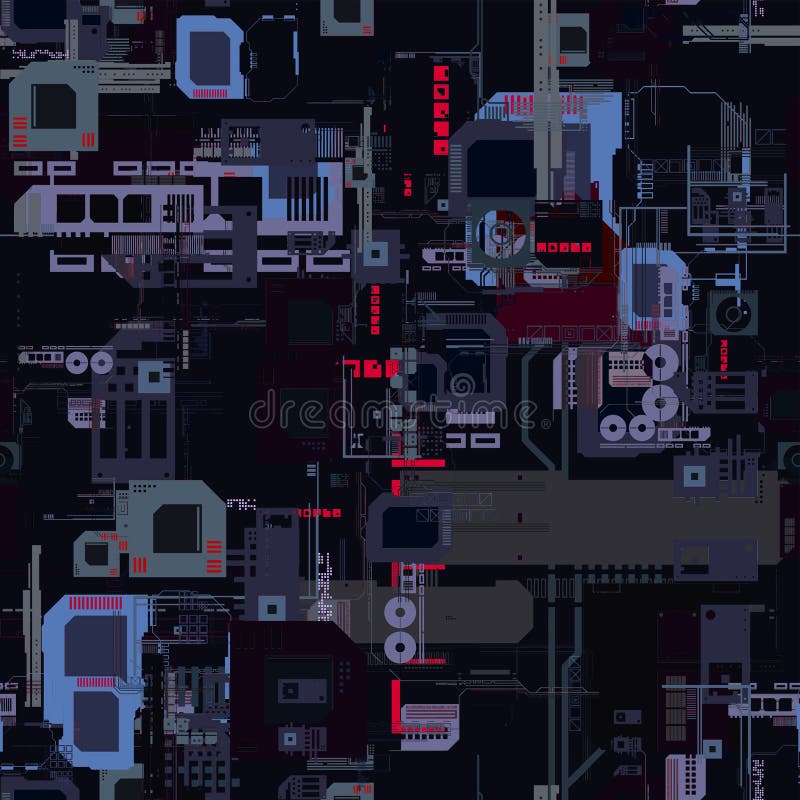 Abstract Circuit Board Background. Computer Parts, Microcircuits on an ...