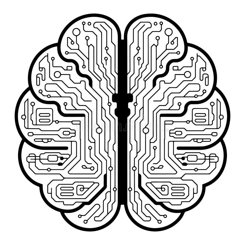 Abstract Circuit Board Brain: Modern Technology Concept Design Stock ...