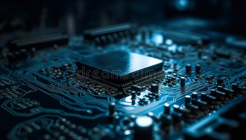 Abstract Circuit Board with Computer Chip and Transistor Connection ...