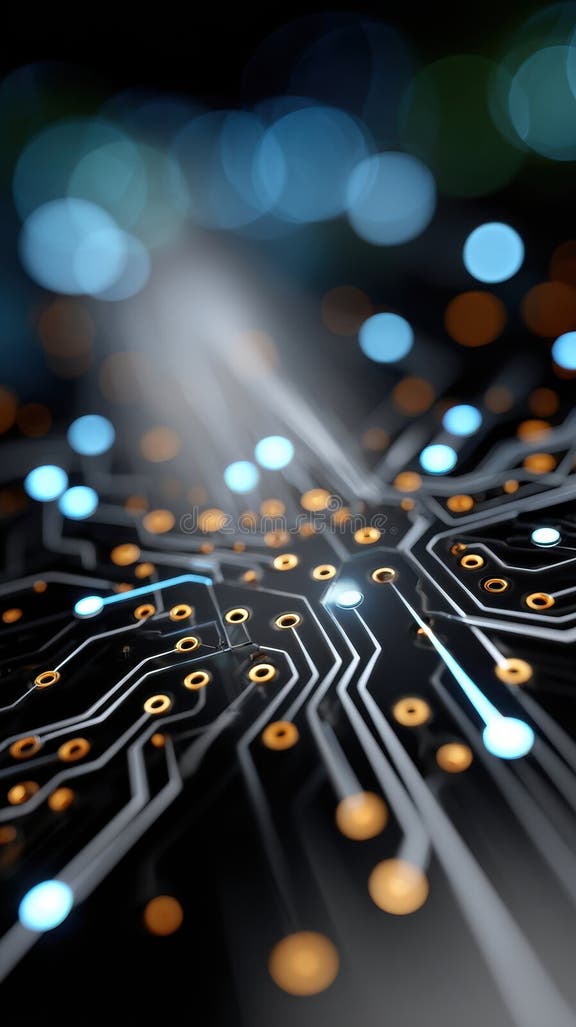 Abstract Circuit Board Connectivity Visualization with Light Trails ...