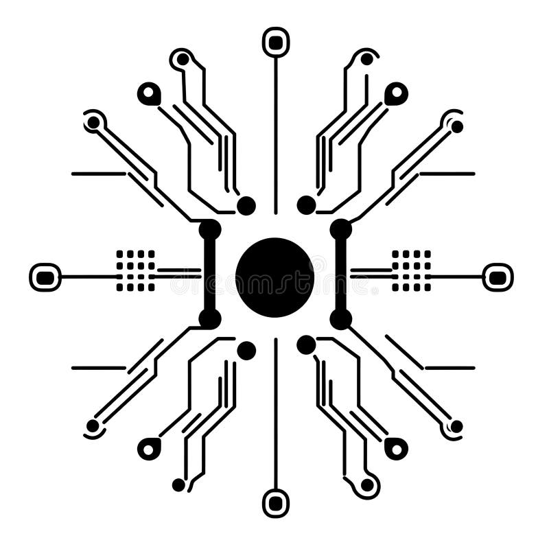 Abstract Circuit Board Design with Central Hub Stock Illustration ...