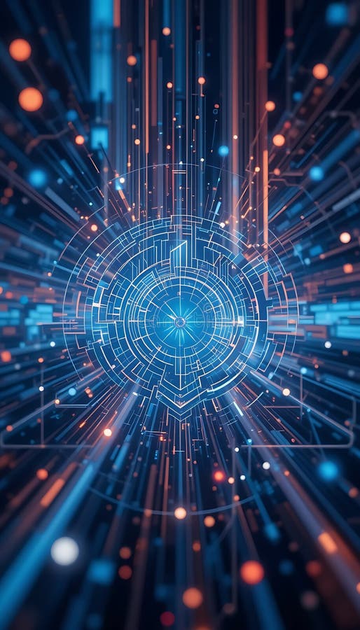 Abstract Circuit Board Design with Glowing Lines and Connection Points ...