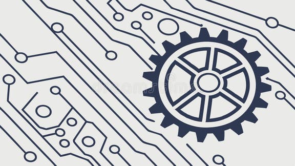 Abstract Circuit Board with Gear, Technology Engineering, Vector Design Generative AI Stock ...