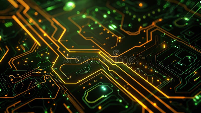 Abstract Circuit Board with Glowing Lines Stock Illustration ...