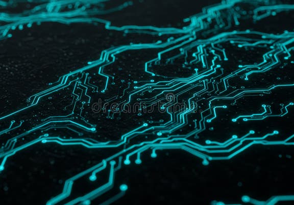 Abstract Circuit Board Pattern with Glowing Blue Lines Stock ...