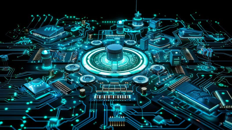 Abstract Circuit Board Technology Background with Glowing Electronic ...