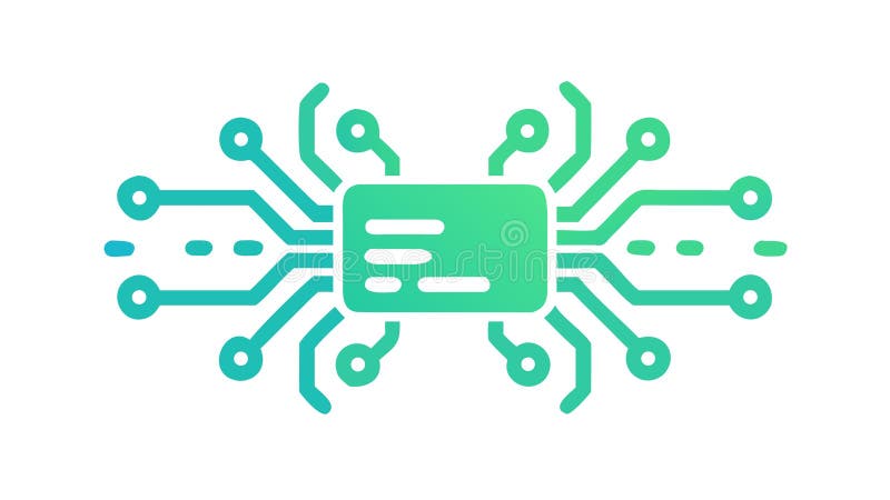 Abstract Circuit Chip Icon, Digital Processing & Computing, Vector Design Generative AI Stock ...