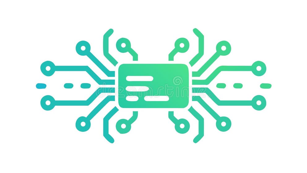Abstract Circuit Chip Icon, Digital Processing & Computing, Vector ...