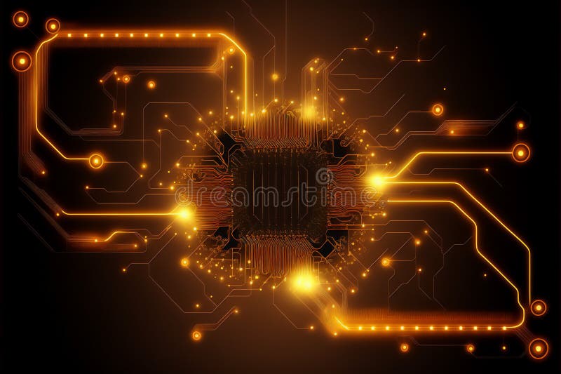 Circuit Cyberspace Closeup with Neon Lights. Stock Illustration ...