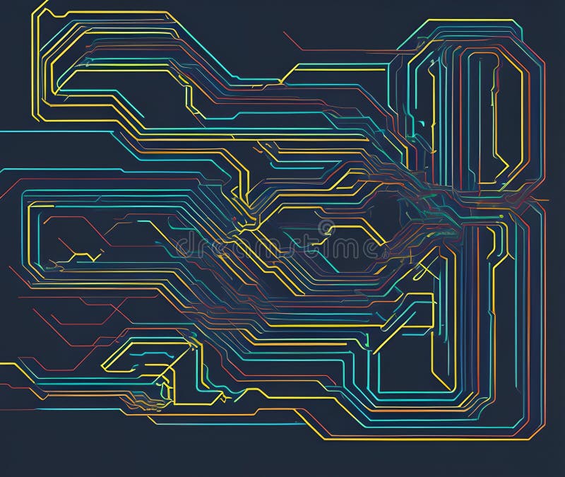Abstract Circuit Cyberspace Design, Generative AI Illustration Stock ...