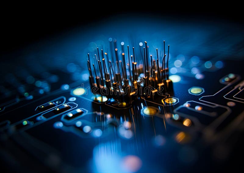 Abstract Circuit Cyberspace Design. Generative Ai Technology Stock ...