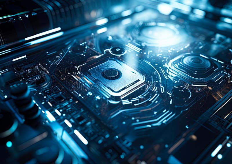 Abstract Circuit Cyberspace Design. Generative Ai Technology Stock ...
