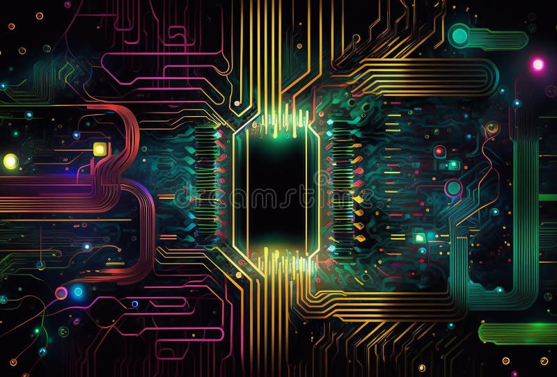 Abstract Circuit Cyberspace Technology Design. Generative Ai Stock ...