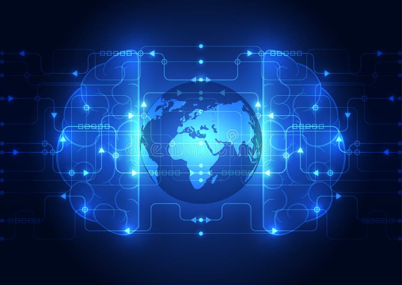 Abstract Circuit Digital Brain, Global Technology Concept Vector Stock ...
