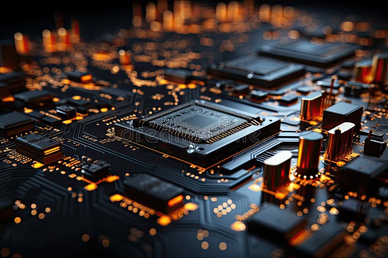 Abstract Circuit with Neon Lights Stock Illustration - Illustration of ...