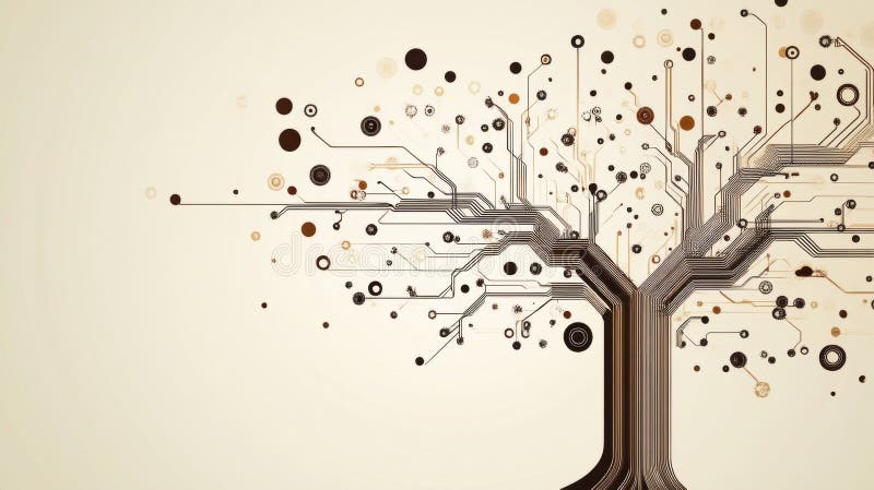 Abstract Circuit Tree Design Symbolizing Technological Growth and ...