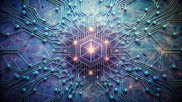 Abstract Circuitry Design a Futuristic Hexagonal Core Illuminated ...