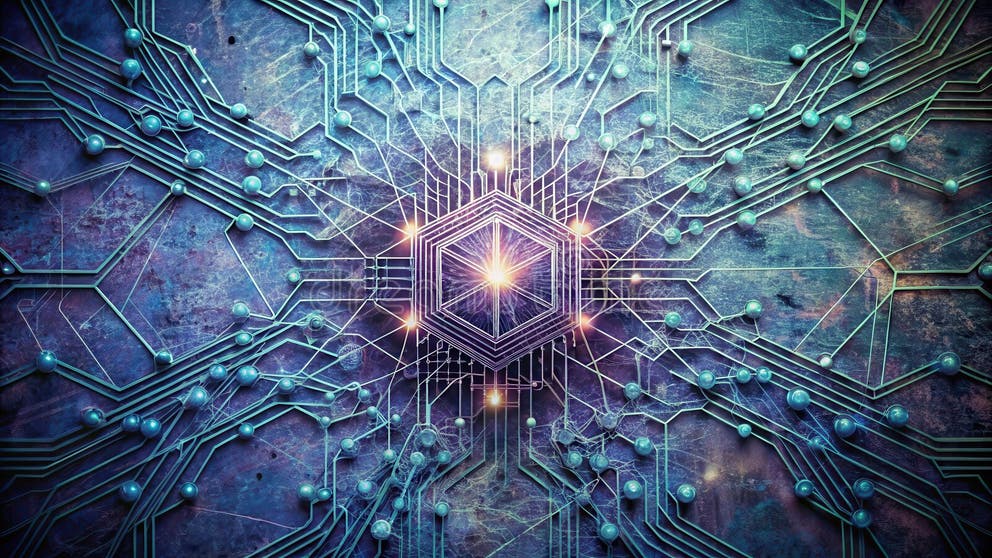 Abstract Circuitry Design a Futuristic Hexagonal Core Illuminated ...