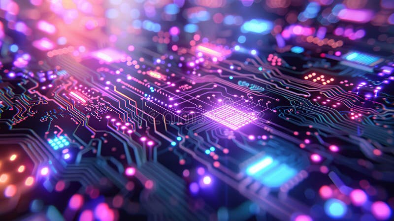 Abstract Circuitry with Glowing Lights Stock Image - Image of bright ...