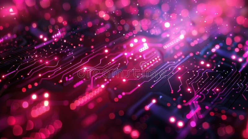 Abstract Circuitry with Pink Glow Stock Illustration - Illustration of ...