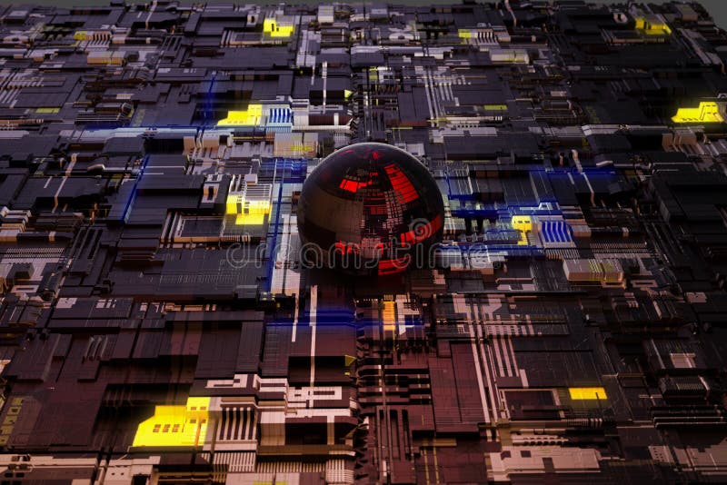 Abstract Circuits Connection, Futuristic City Scape and Transportation ...