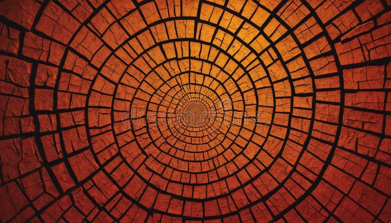 Abstract Circular Brick Pattern - Orange and Black Texture Background ...
