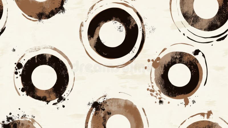 Abstract Circular Coffee Stain Patterns on Beige Background Stock Photo ...