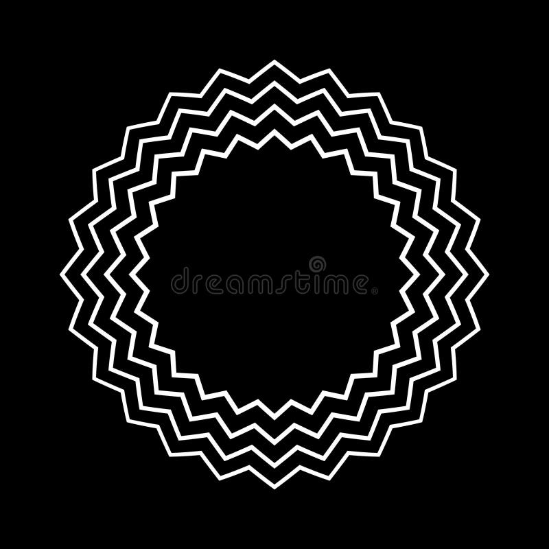 Abstract Circular Zig Zag Lines Pattern For Decorative Round Frame Stock Illustration