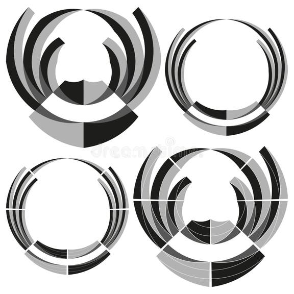 Abstract Circular Cuts. Concentric Ring Forms. Distorted Geometric Shapes. Vector Graphic ...