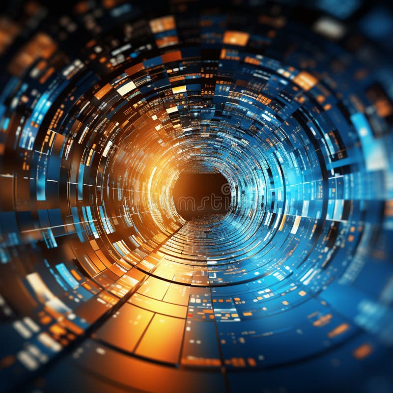 Abstract Circular Data Tunnel Digital Generated Image of Abstract ...