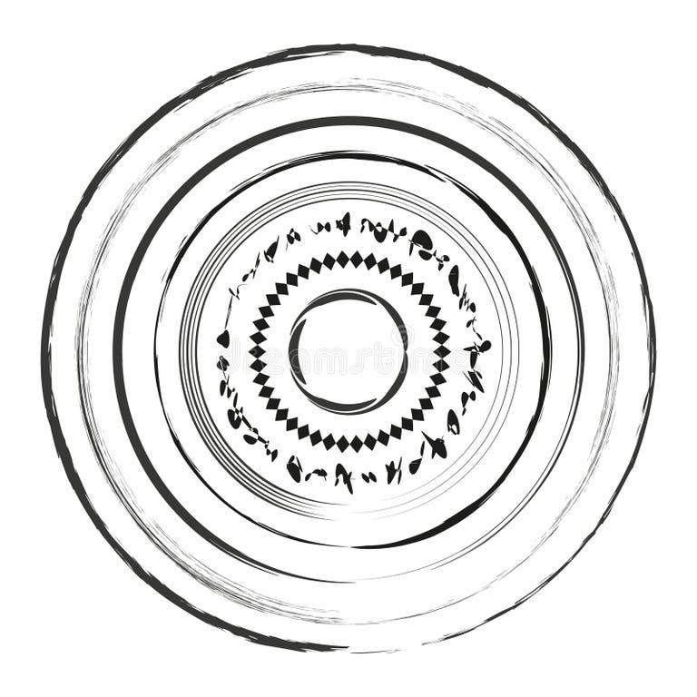 Abstract Circular Design. Concentric Rings and Patterns. Black and ...