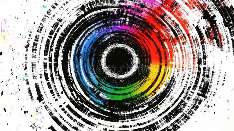 Abstract Circular Design Featuring Vibrant Colors Radiating from a ...