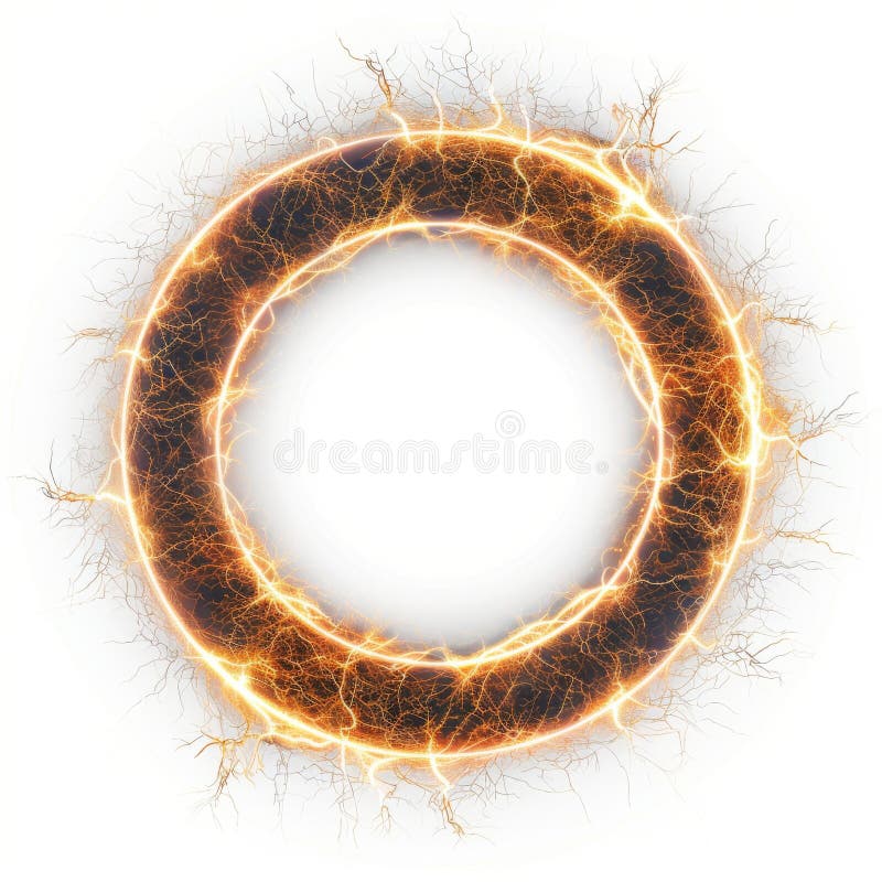 Abstract Circular Design with Glowing Edges and Sparks on Isolated ...