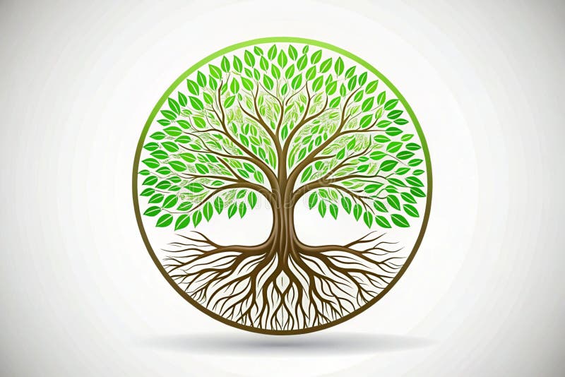Abstract Circle Tree Roots Design Stock Illustration - Illustration of ...