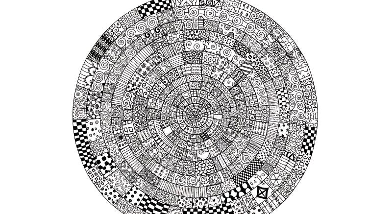 Abstract Circular Doodle Pattern Stock Illustration - Illustration of ...