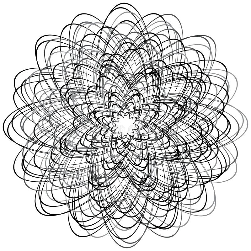 Circular Random Lines. Abstract Circle Monochrome Black and Whit Stock ...