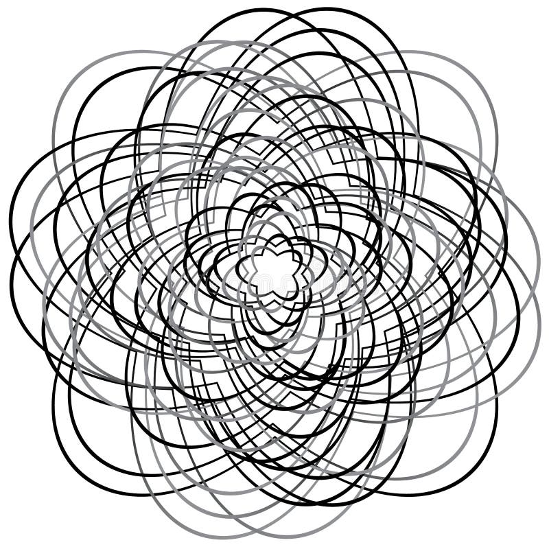 Circular Random Lines. Abstract Circle Monochrome Black and Whit Stock ...