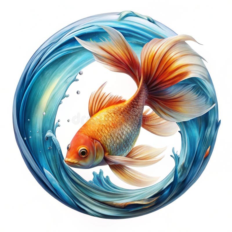 Abstract Circular Fish with Waves Stock Illustration - Illustration of ...