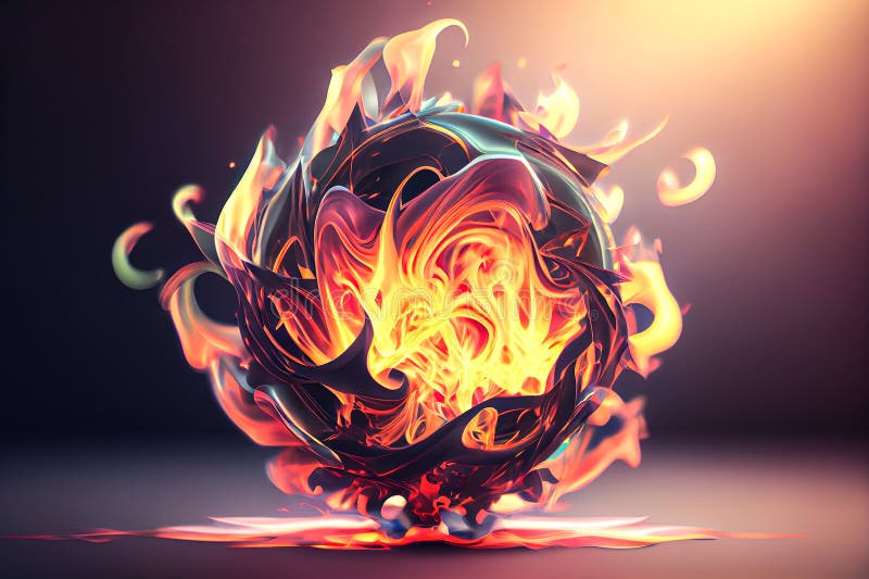 Abstract Circular Flame Drawn in 3D Illustration. Generative AI Stock ...
