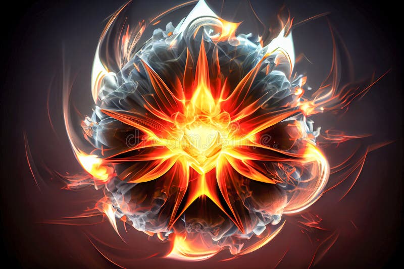 Abstract Circular Flame Drawn in 3D Illustration. Generative AI Stock ...