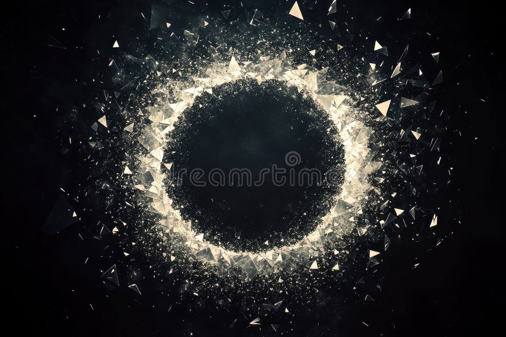 Abstract Circular Fragmentation in Dark Background with Light Effects ...