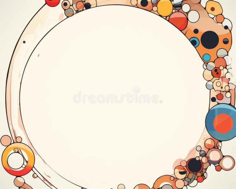 Abstract Circular Frame with Circles and Dots on a White Background ...