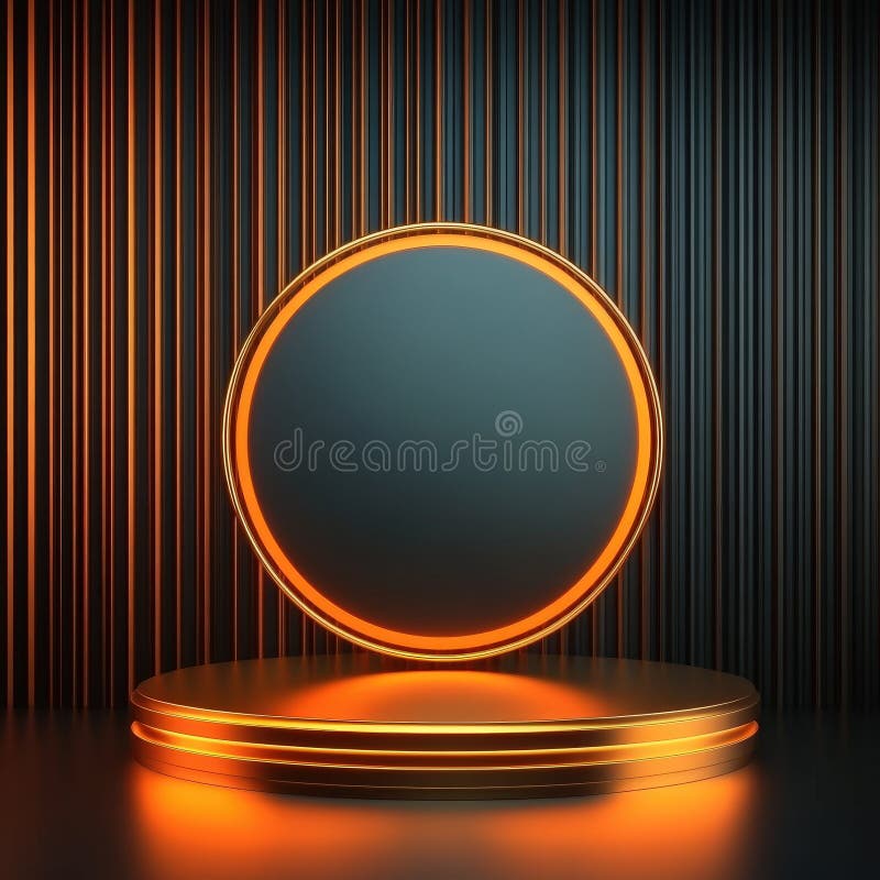 Abstract Circular Glowing Platform with Black Background. Stock ...