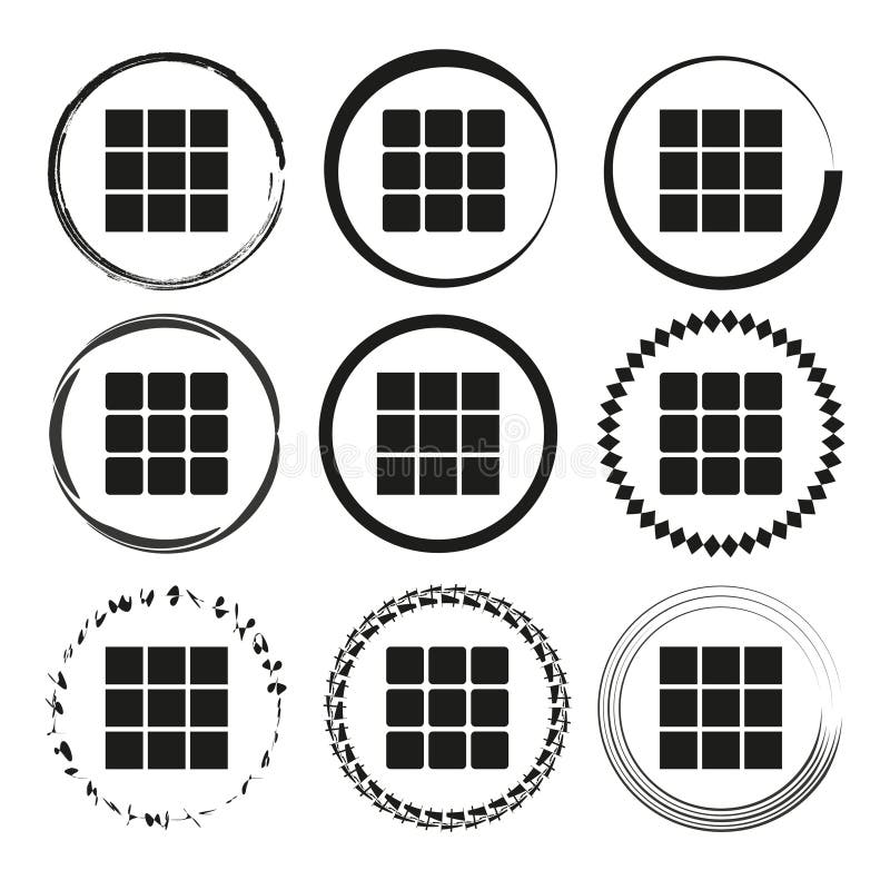 Abstract Circular Grid Symbols in Black and White. Perfect for Logos ...