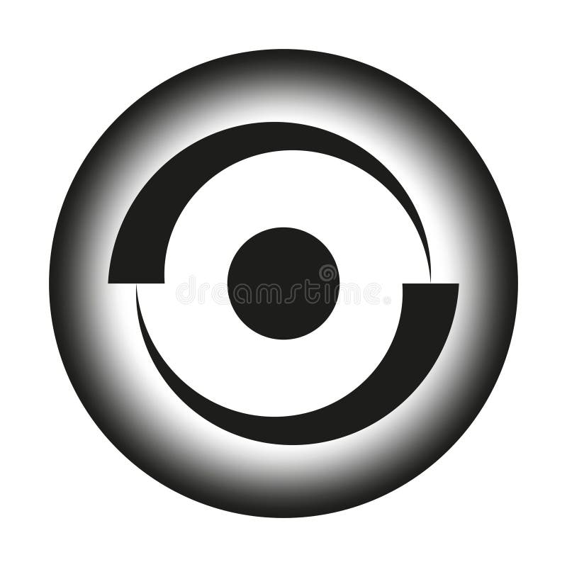 Abstract Circular Icon. Central Circle Focus. Gradient Black and White ...