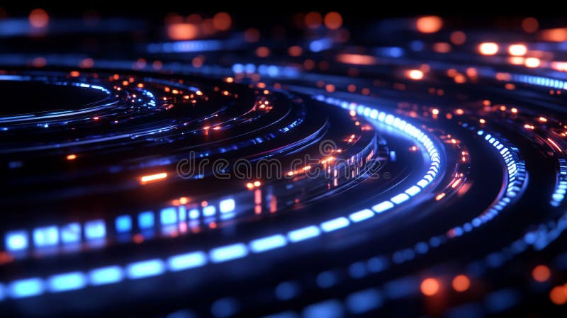 Abstract Circular Light Pattern Digital Art Stock Illustration ...