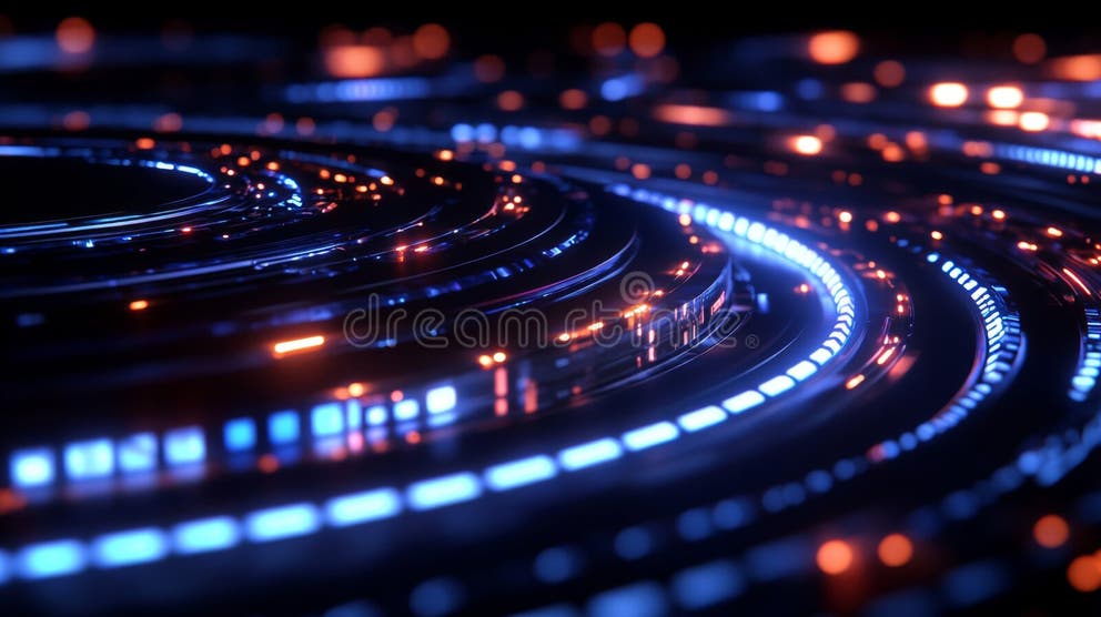 Abstract Circular Light Pattern Digital Art Stock Illustration ...